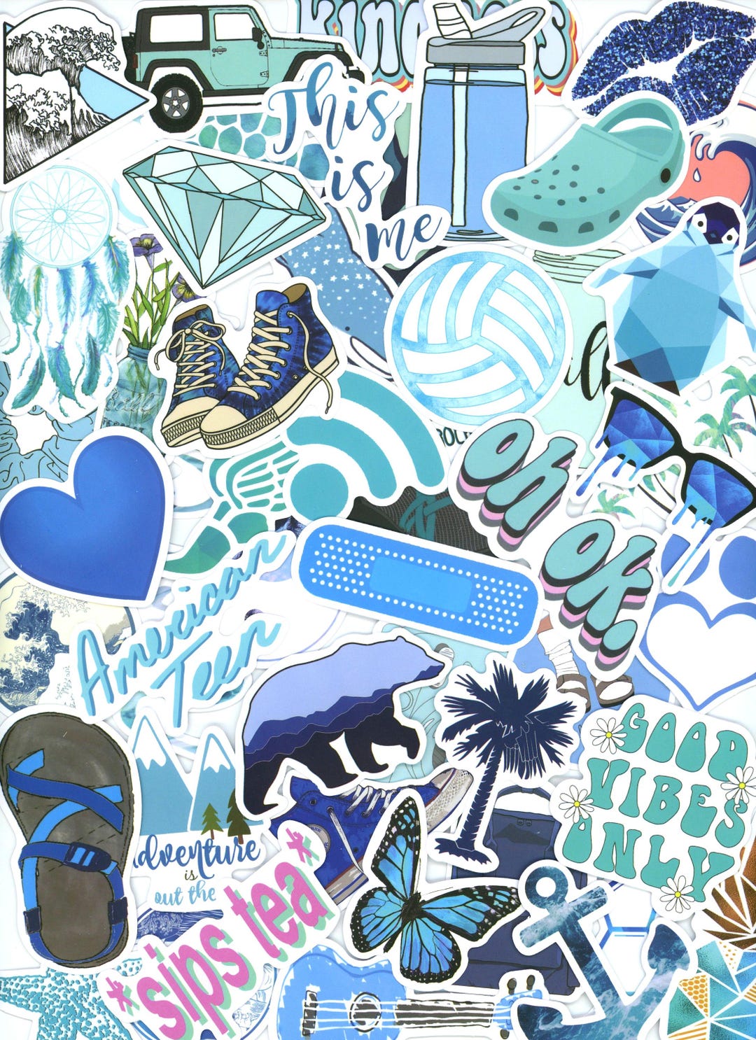 Blue Variety Sticker Pack, Ocean Wave Beach Life, Outdoor Life Stickers ...