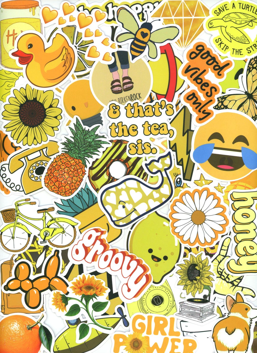 Yellow Variety Sticker Pack, Sunshine Happiness, Favorite Color ...