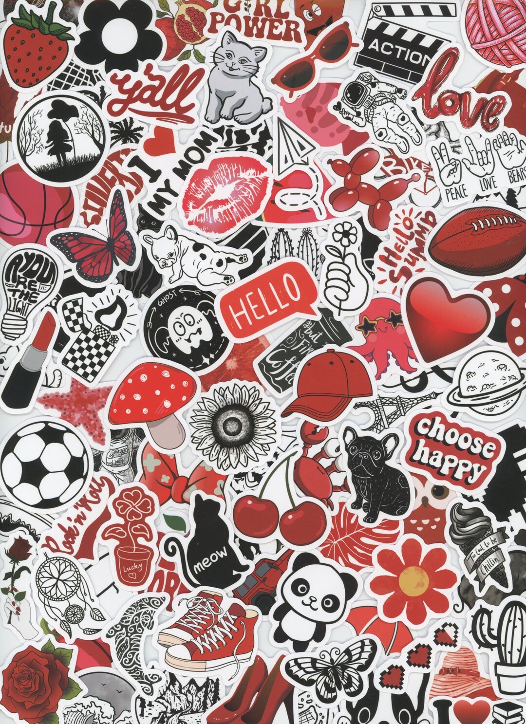 Red Stickers, Teen Girl Stickers, Tween Decal Bulk Sticker, Dog Cat ...