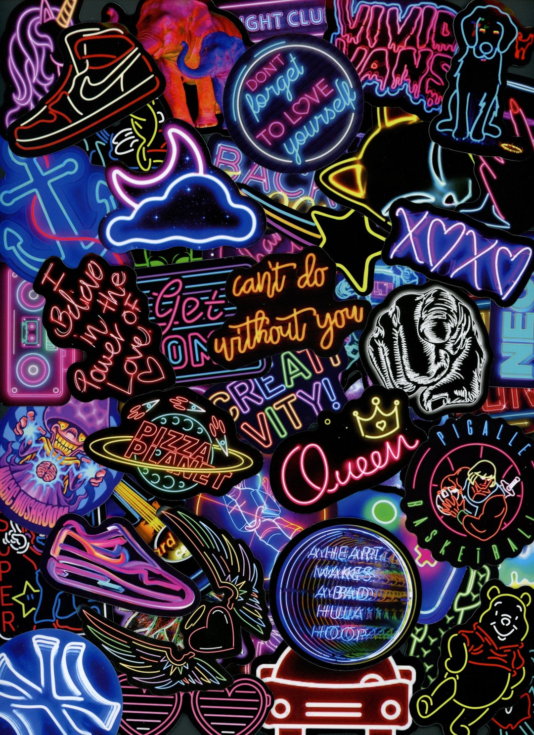 Neon Stickers, Tween Computer Sticker, Laptop Decal, Bullet Journal ...