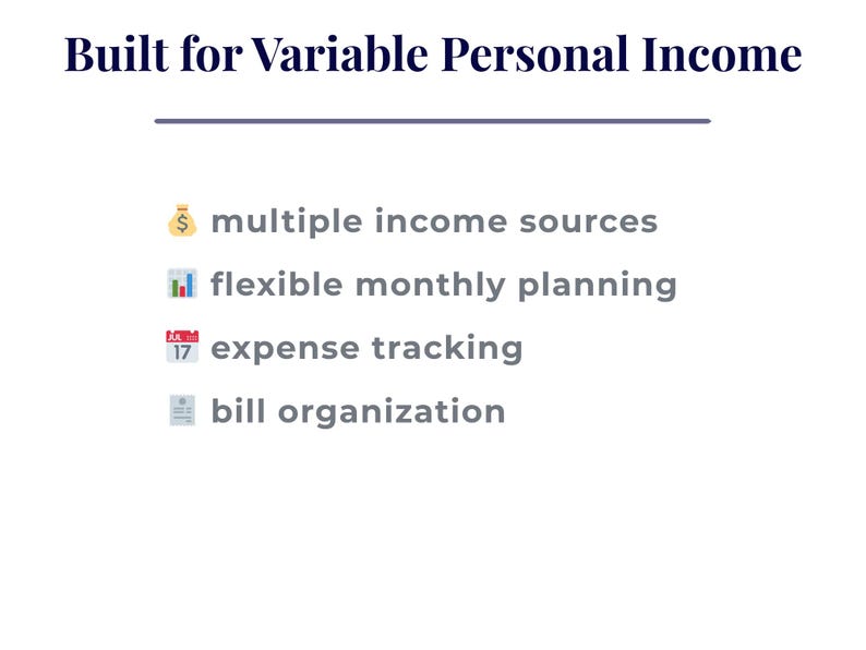 Variable Income Budget Spreadsheet, Freelancer Tracker, Irregular ...