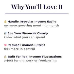 Variable Income Budget Spreadsheet, Freelancer Tracker, Irregular ...