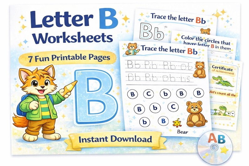 Alphabet Worksheet B | Preschool Printable Workbook | Learn Letters ...