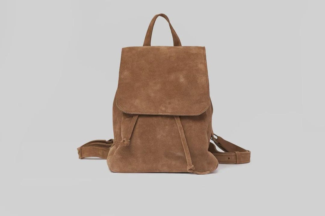 Suede Leather Backpack With Flap Closure - Etsy