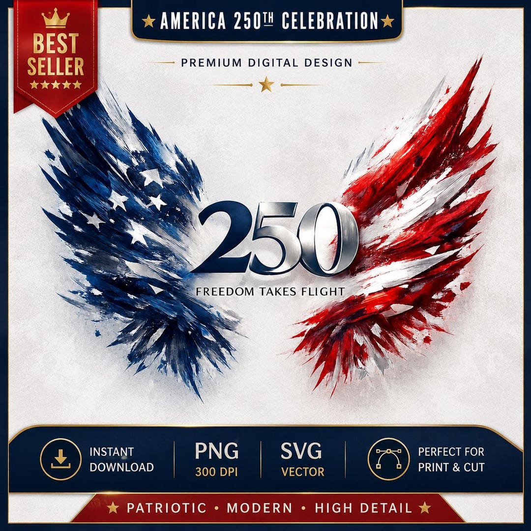 Patriotic Eagle Wings PNG SVG Bundle | America 250th Anniversary Shirt ...
