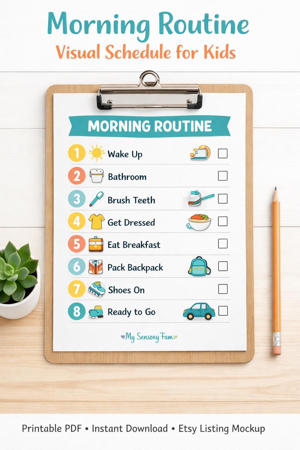 Morning Routine Visual Schedule for Kids With Autism | Printable Daily ...