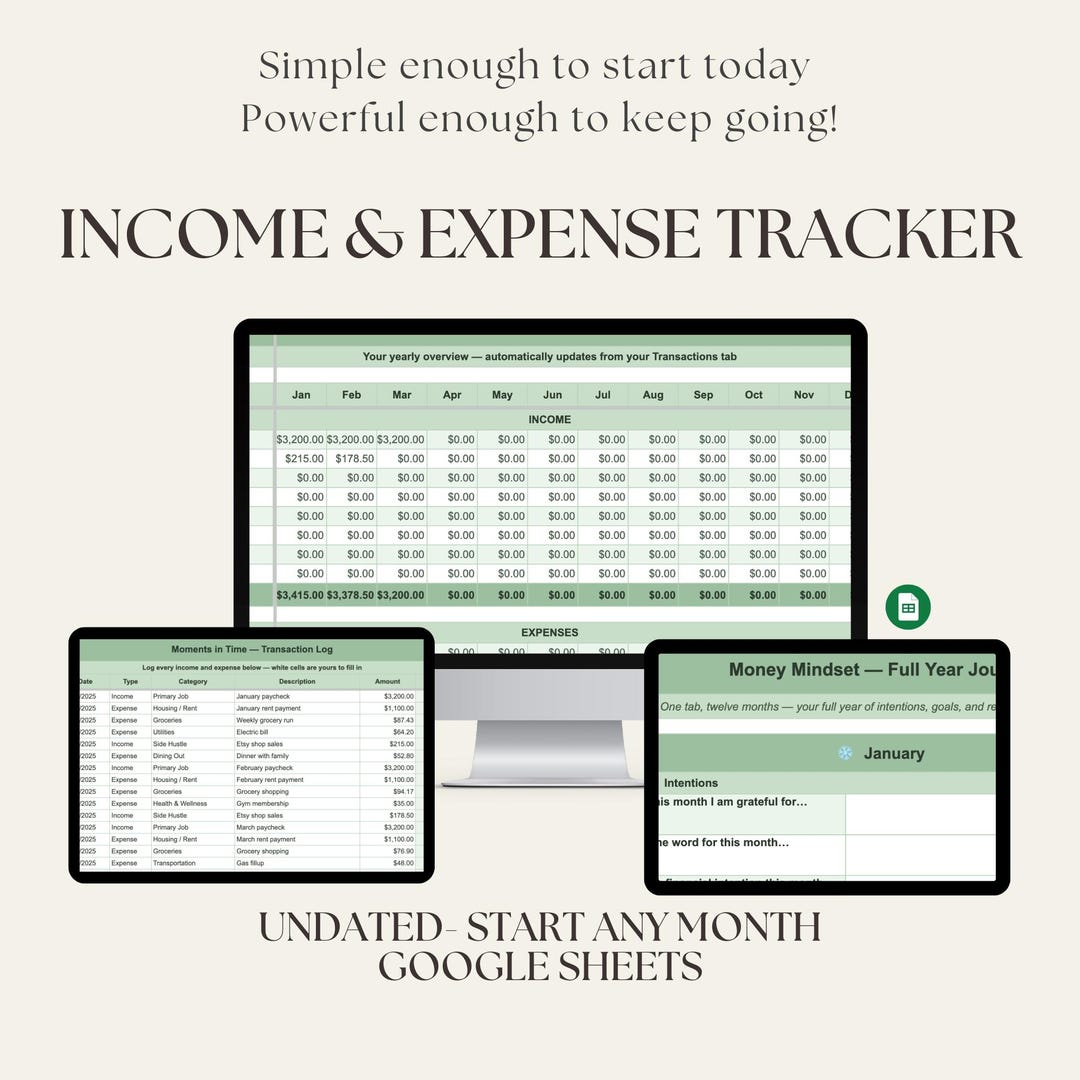 Google Sheets Income Expense Tracker, Monthly Budget Planner, Money ...