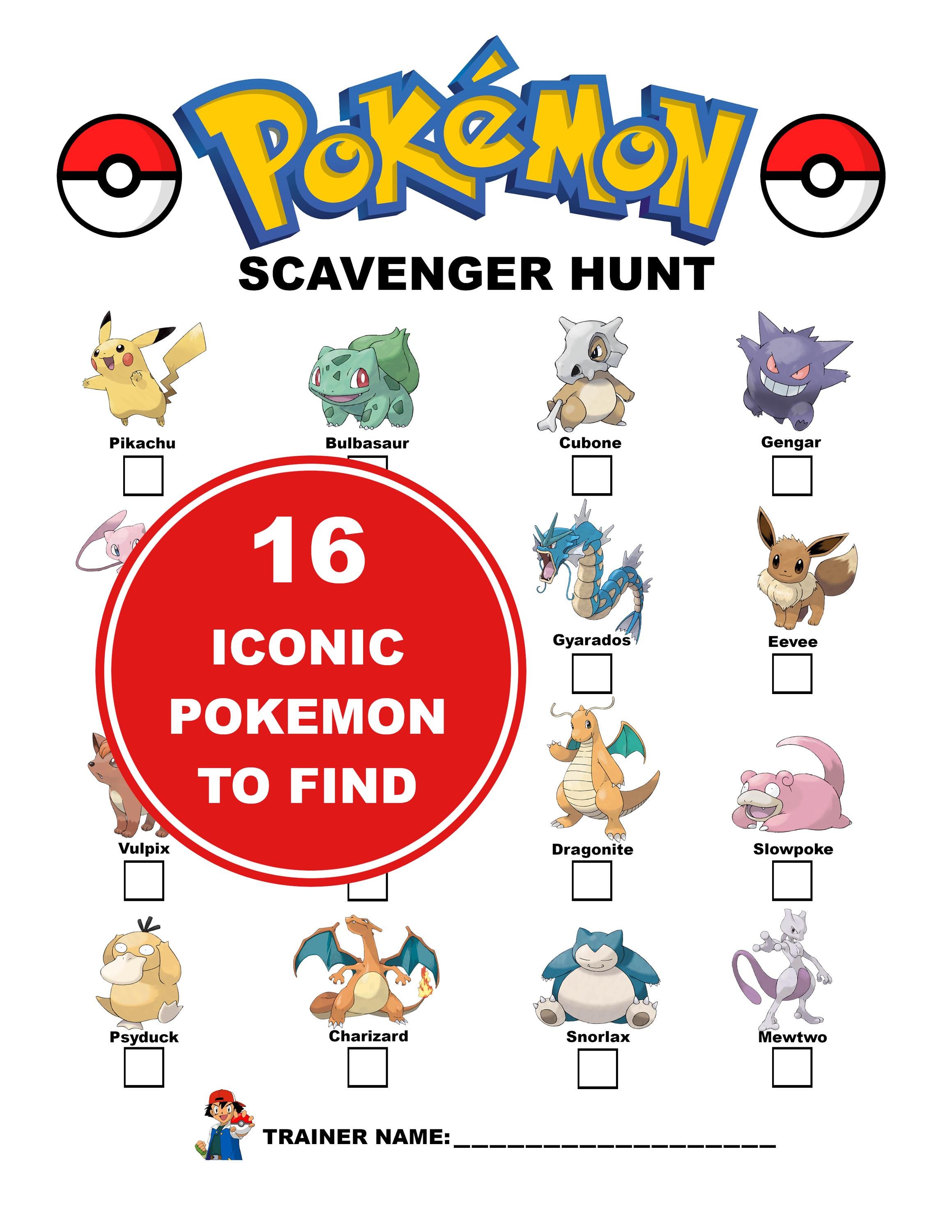 Printable Pokemon Scavenger Hunt (digital Download) - Etsy