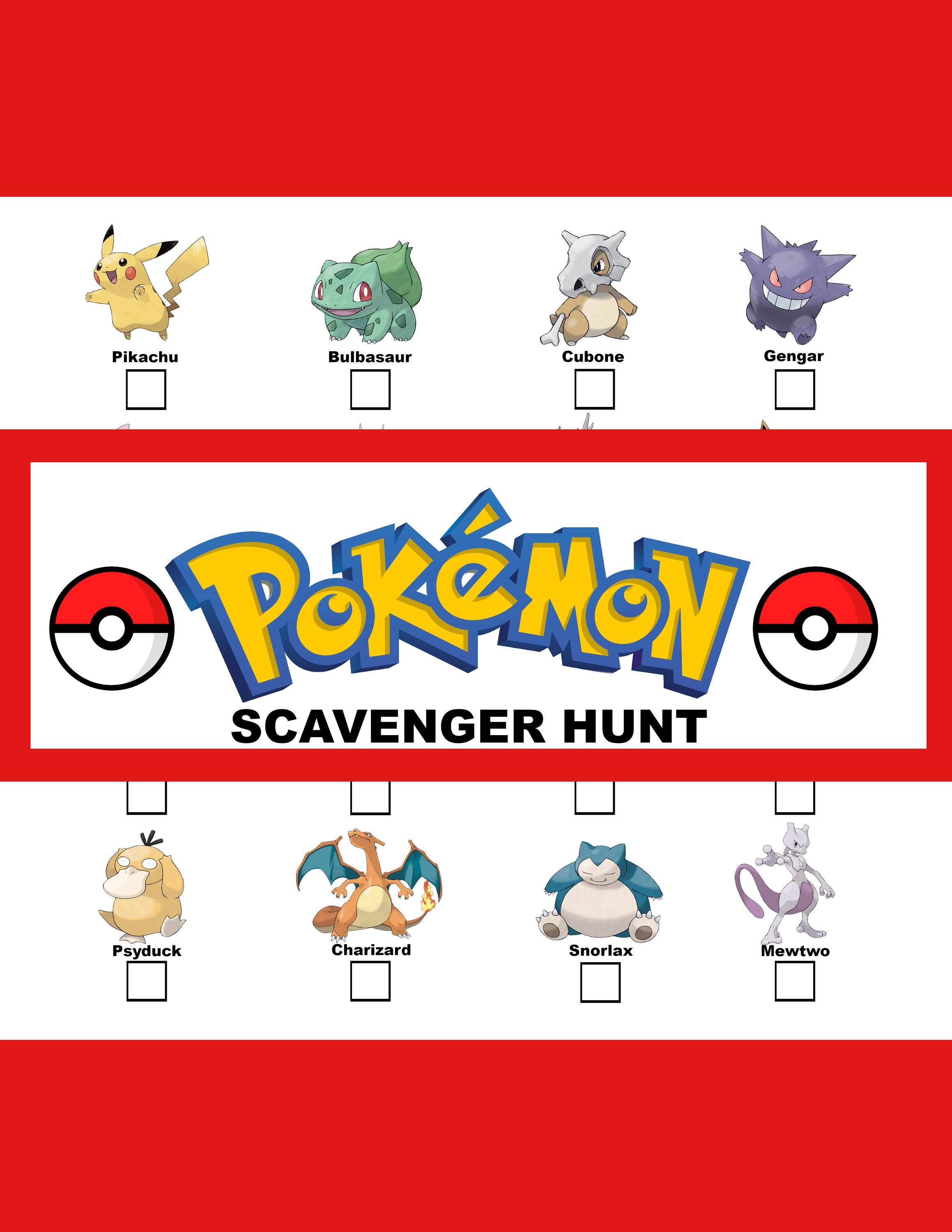 Printable Pokemon Scavenger Hunt (digital Download) - Etsy