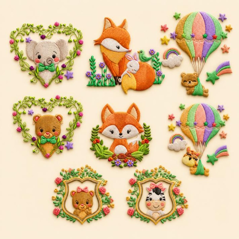 Safari Animal Embroidery Designs Bundle, Baby Jungle Nursery Collection ...