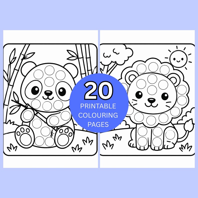 Zoo Animals Dot Marker Coloring Pages, 20 Printable Do a Dot Coloring ...