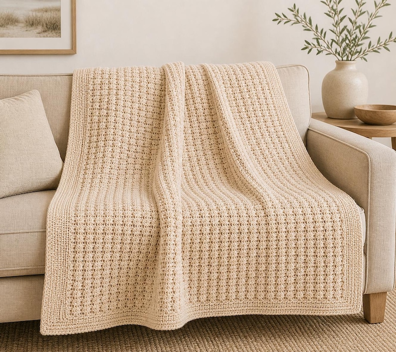Crochet Baby Blanket Pattern PDF, Waffle Stitch Pram Blanket, Easy ...