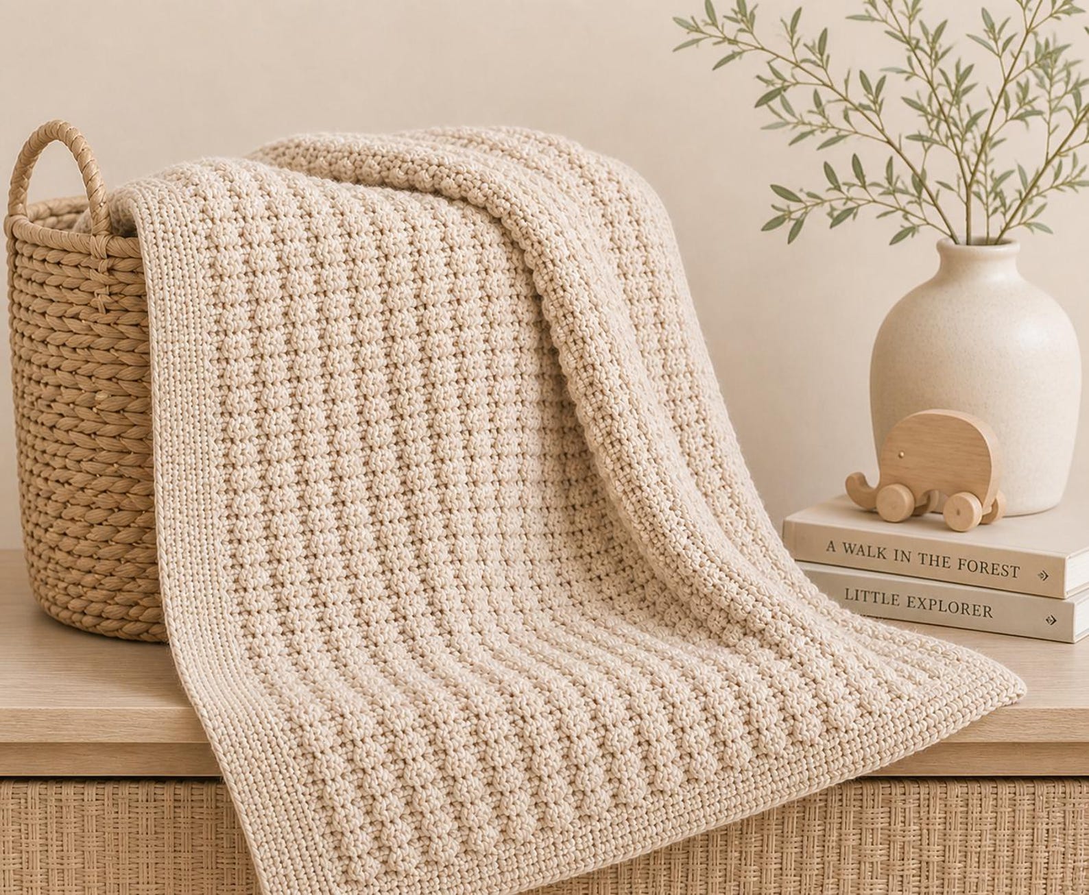 Crochet Baby Blanket Pattern PDF, Waffle Stitch Pram Blanket, Easy ...