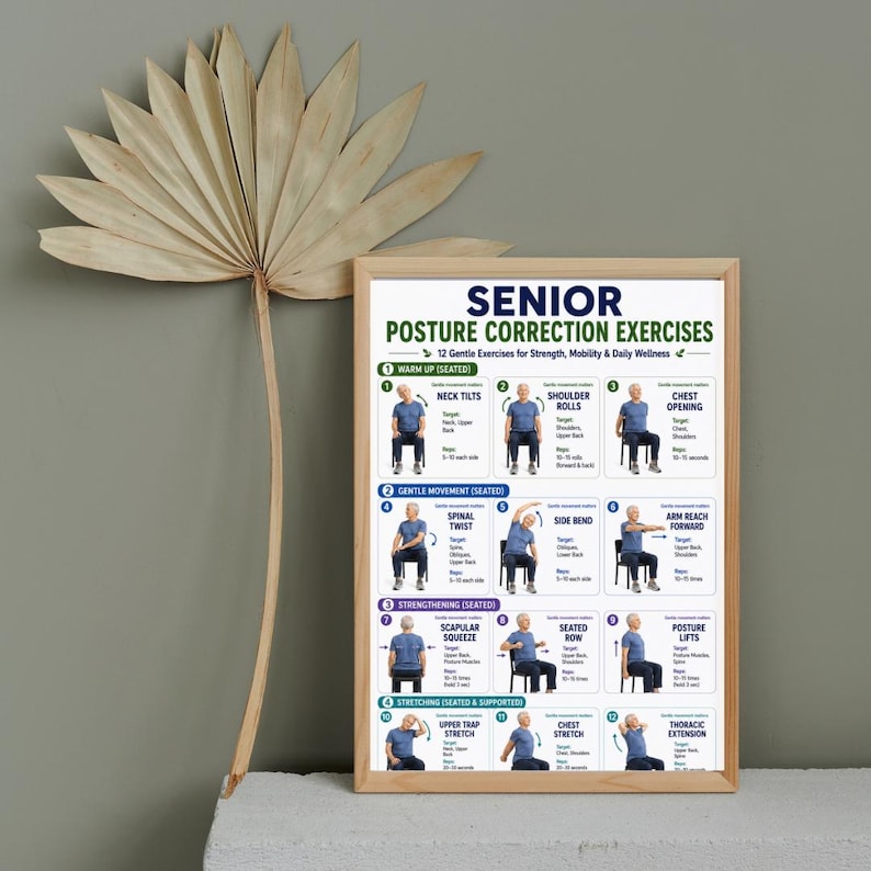 Senior Posture Correction Exercises, Seated Gentle Movement Chart Low ...