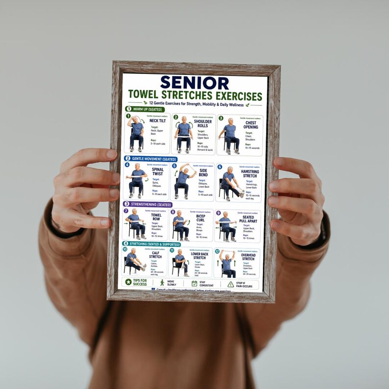 Senior Posture Correction Exercises, Seated Gentle Movement Chart Low ...