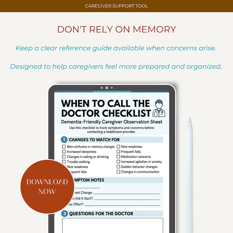 Dementia Caregiver Checklist | Senior Health Warning Signs Guide | When ...