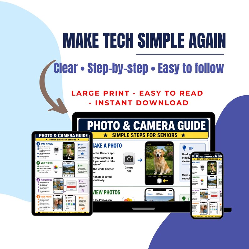 How to Take & Share Photos on Phone Printable, Senior Camera Guide ...