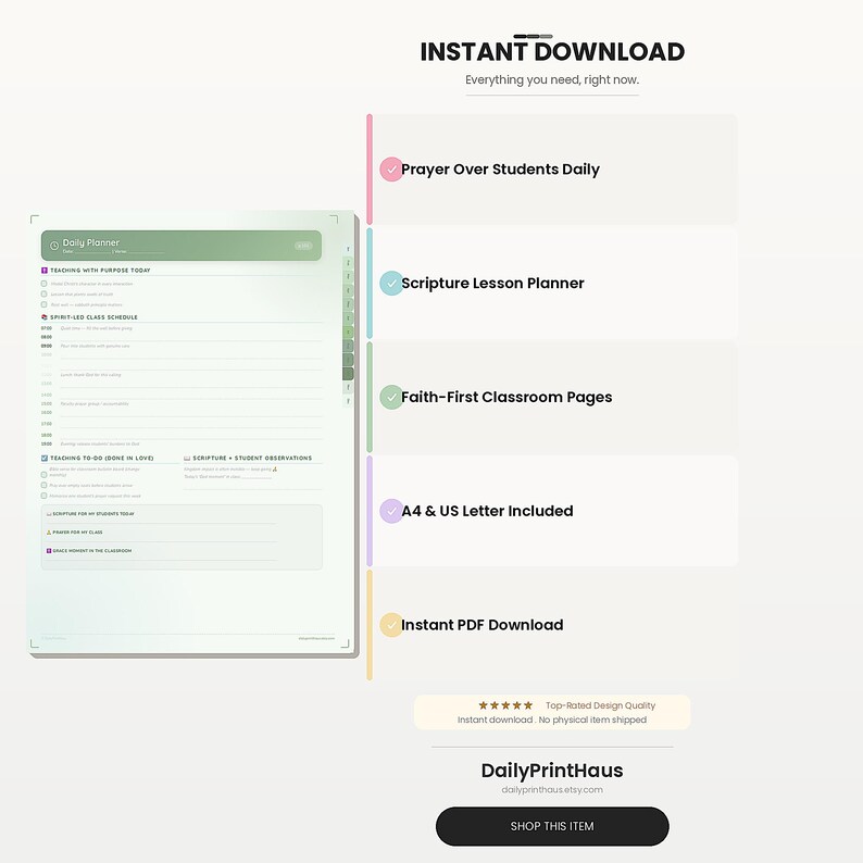 Christian Teacher Planner Printable for Faith-based Teachers Who Teach ...