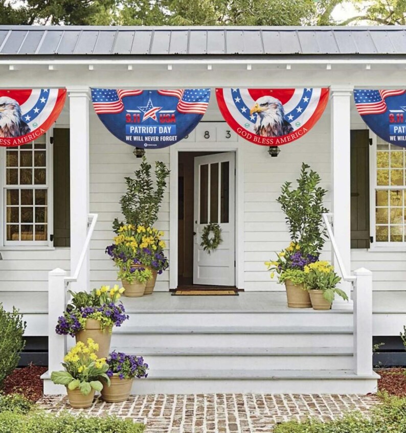 American 250th Anniversary Flag, Vintage Eagle 4th of July USA Fence ...
