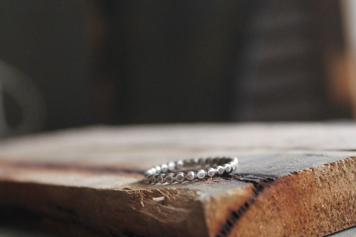 Sterling Silver Dotted Ring, Hammered Dot Ring, Silver Dot Stacking ...