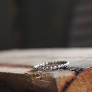 Sterling Silver Dotted Ring, Hammered Dot Ring, Silver Dot Stacking ...