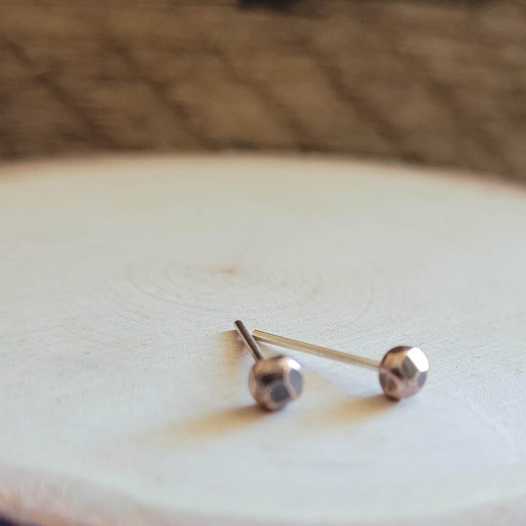 Bronze Stud Earrings, Bronze and Sterling Silver, Tiny Stud Earrings ...