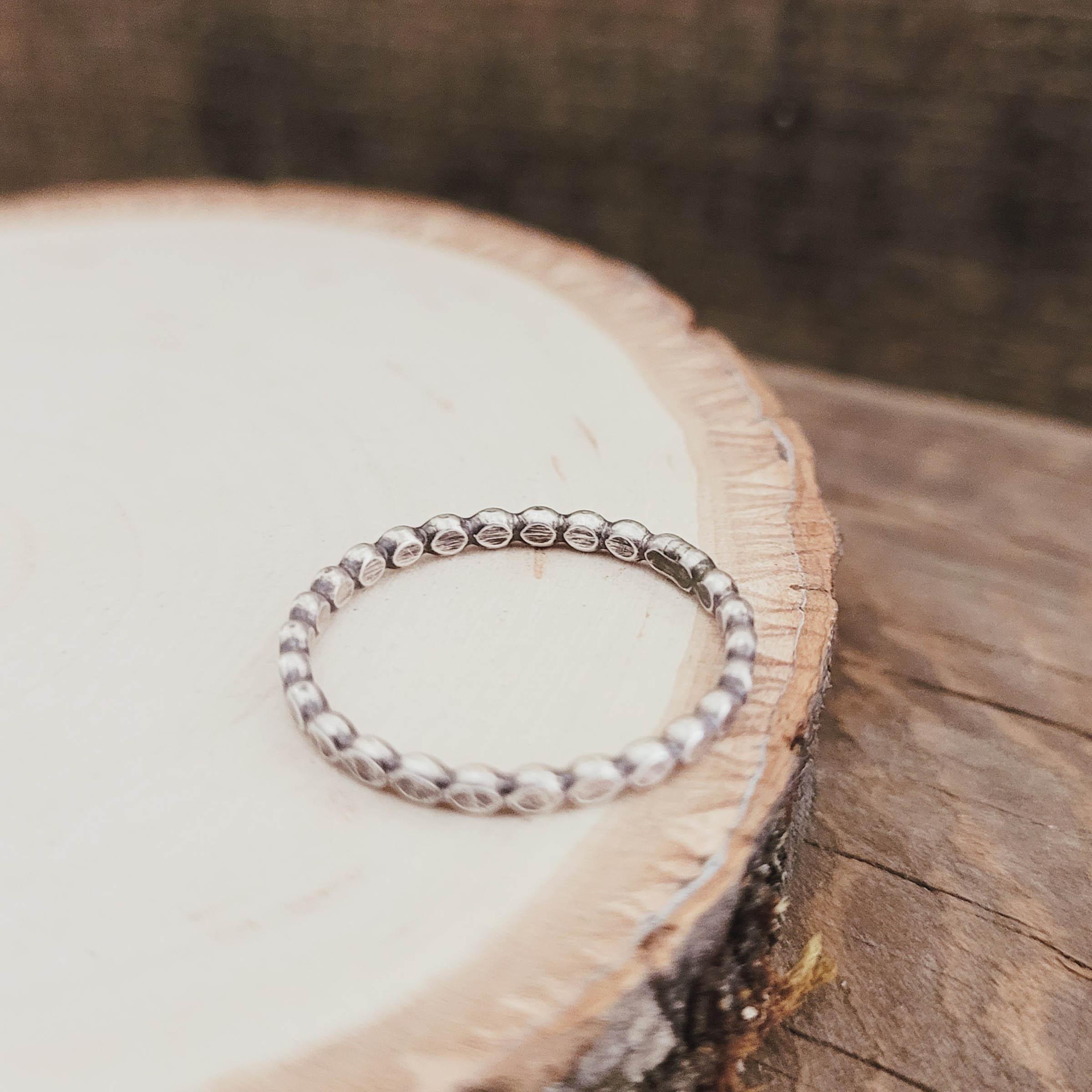 Sterling Silver Dotted Ring, Hammered Dot Ring, Silver Dot Stacking ...