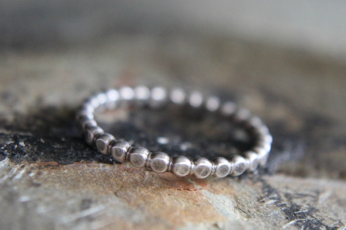 Sterling Silver Dotted Ring Hammered Dot Ring Silver Dot | Etsy