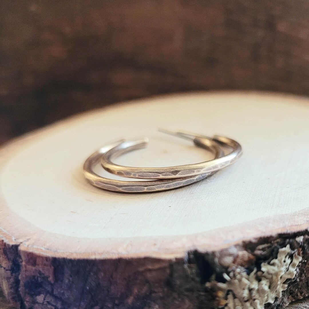 Brass Hoops, Rustic Brass Hoops, Hoop Earrings Brass, Metalwork ...