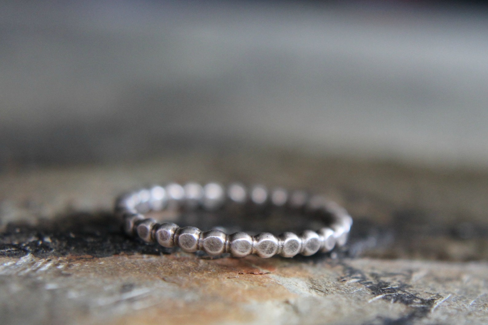 Sterling Silver Dotted Ring, Hammered Dot Ring, Silver Dot Stacking ...