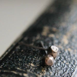 Bronze Stud Earrings, Bronze and Sterling Silver, Tiny Stud Earrings ...