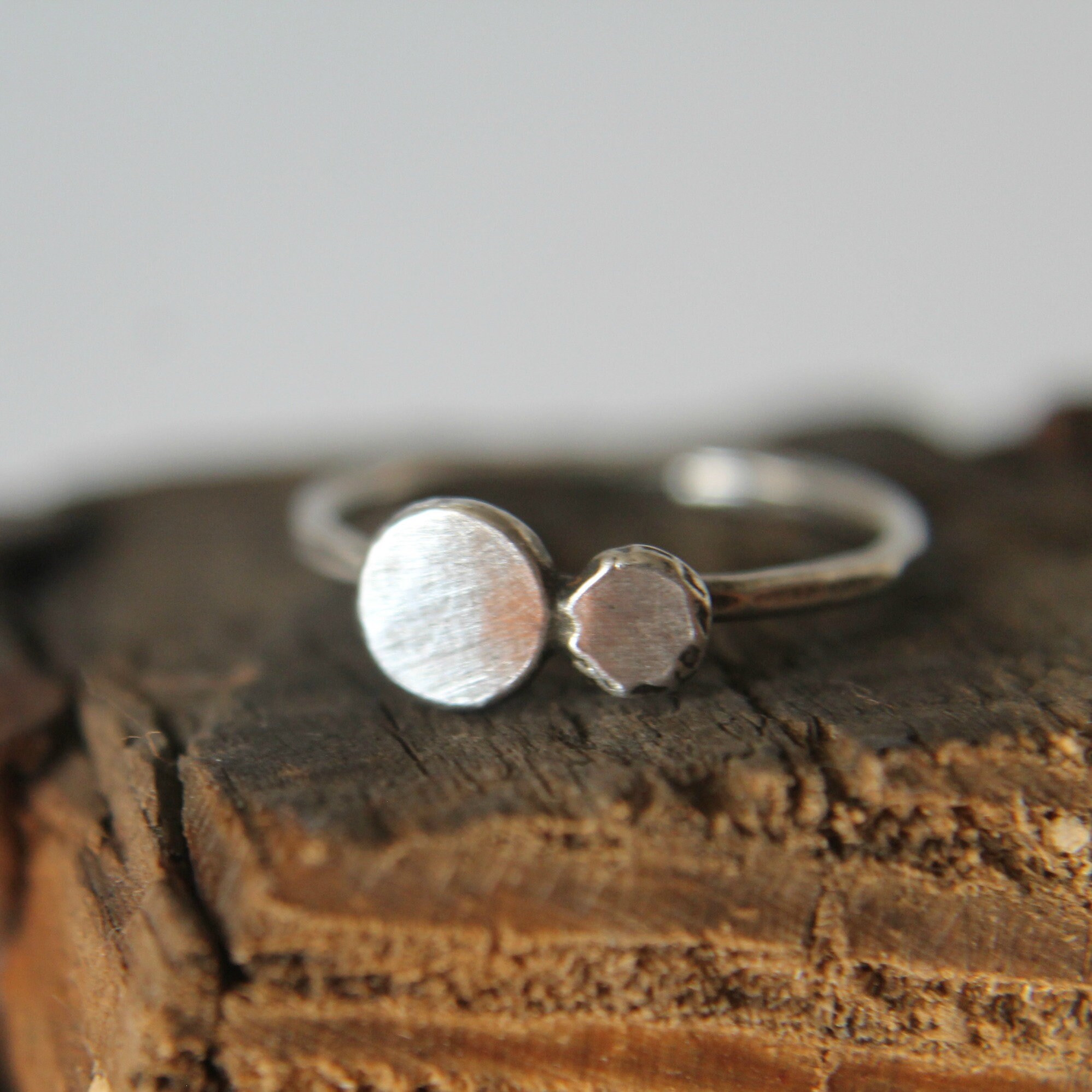 Silver Pebbles Ring, Sterling Silver Stack Ring, Double Pebble Ring ...