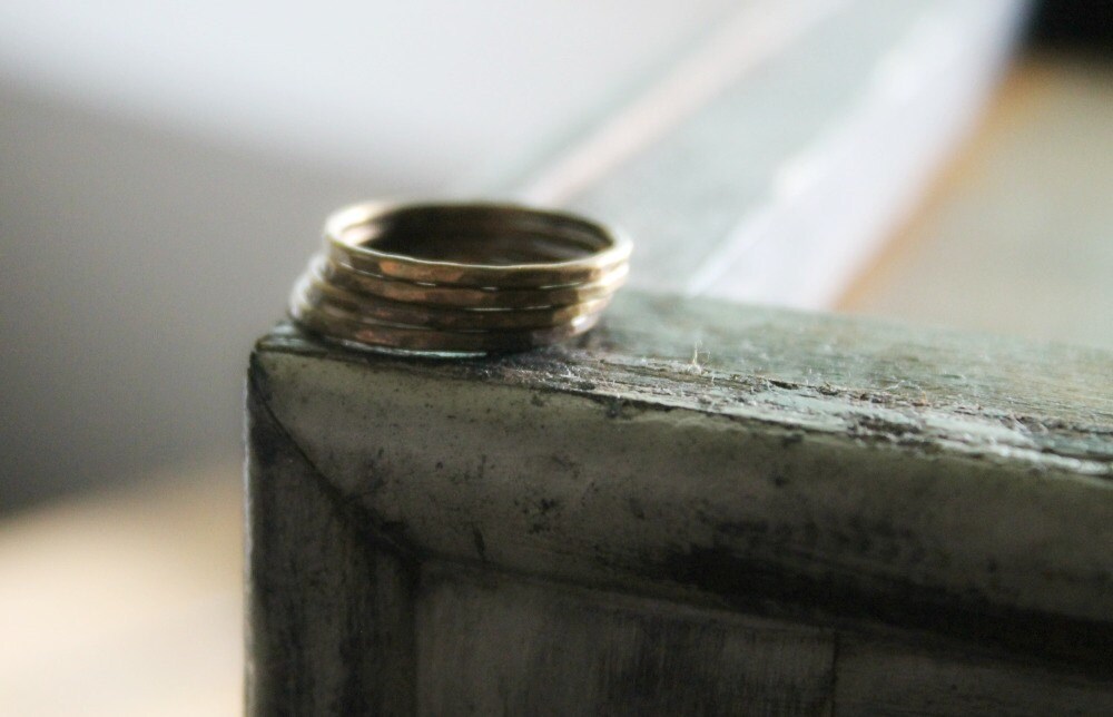 Brass Stacking Rings, Hammered Brass Rings, Golden Brass, Rustic ...