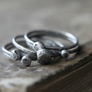 Silver Dot Rings, Dot Stacking Rings, Pebble Stack Rings, Recycled Silver, Silver Nugget Rings ...