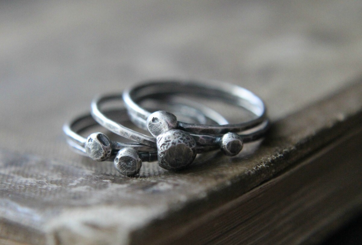 Silver Dot Rings Dot Stacking Rings Pebble Stack Rings - Etsy