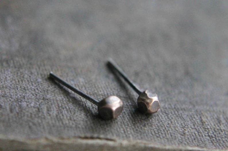 Bronze Stud Earrings Bronze and Sterling Silver Tiny Stud - Etsy
