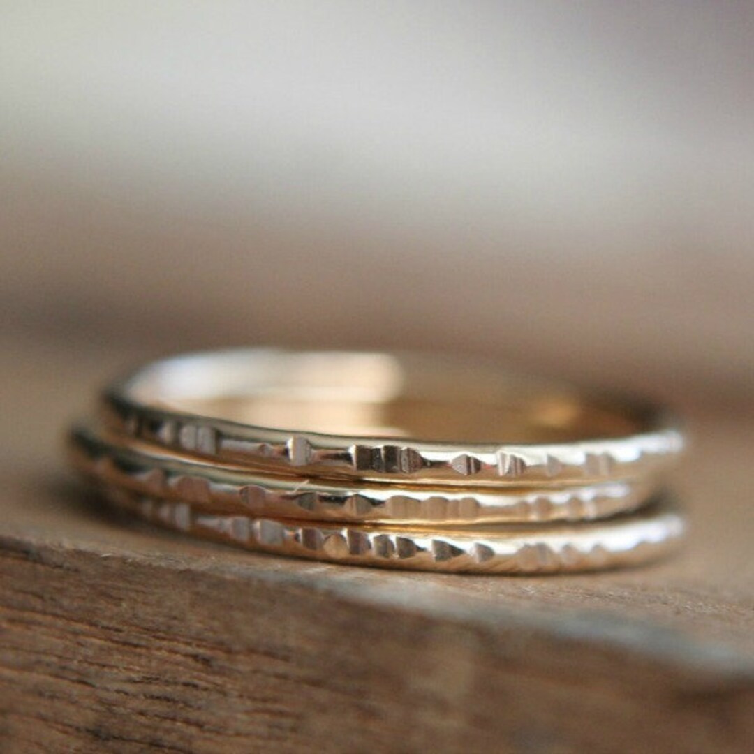 Gold Filled Thin Ring, Textured Gold Rings, Thin Gold Stacking Rings ...