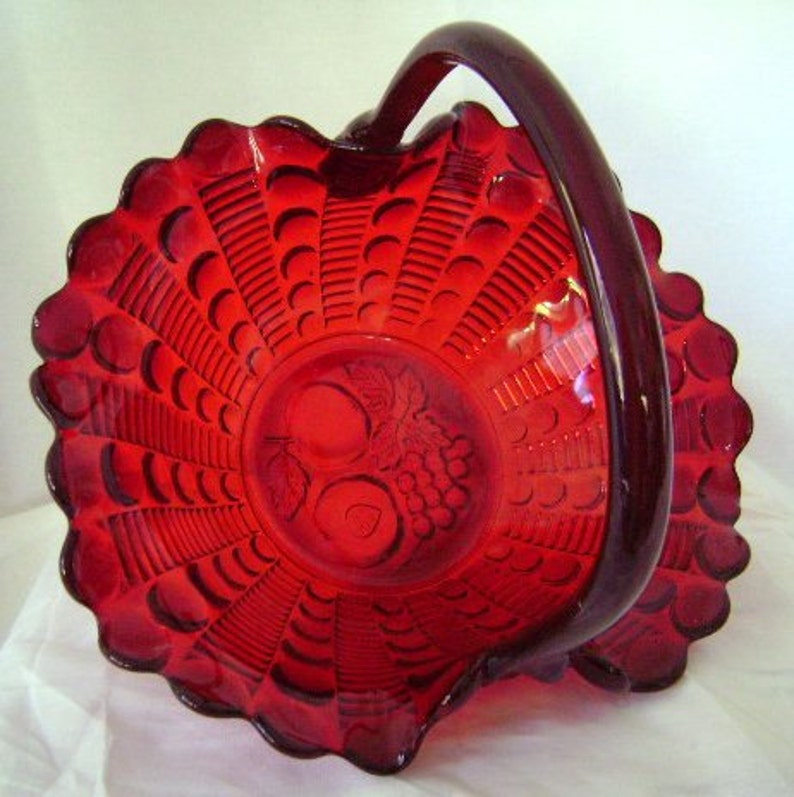 Tiara Indiana Glassware Ruby Red Dewdrop Handled Fruit Basket - Etsy