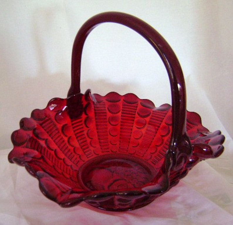 Tiara Indiana Glassware Ruby Red Dewdrop Handled Fruit Basket - Etsy