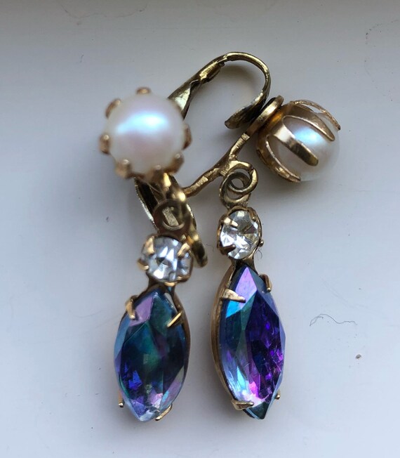 Vintage 1960's AB Open Back Marquis Rhinestone Pearl … - Gem