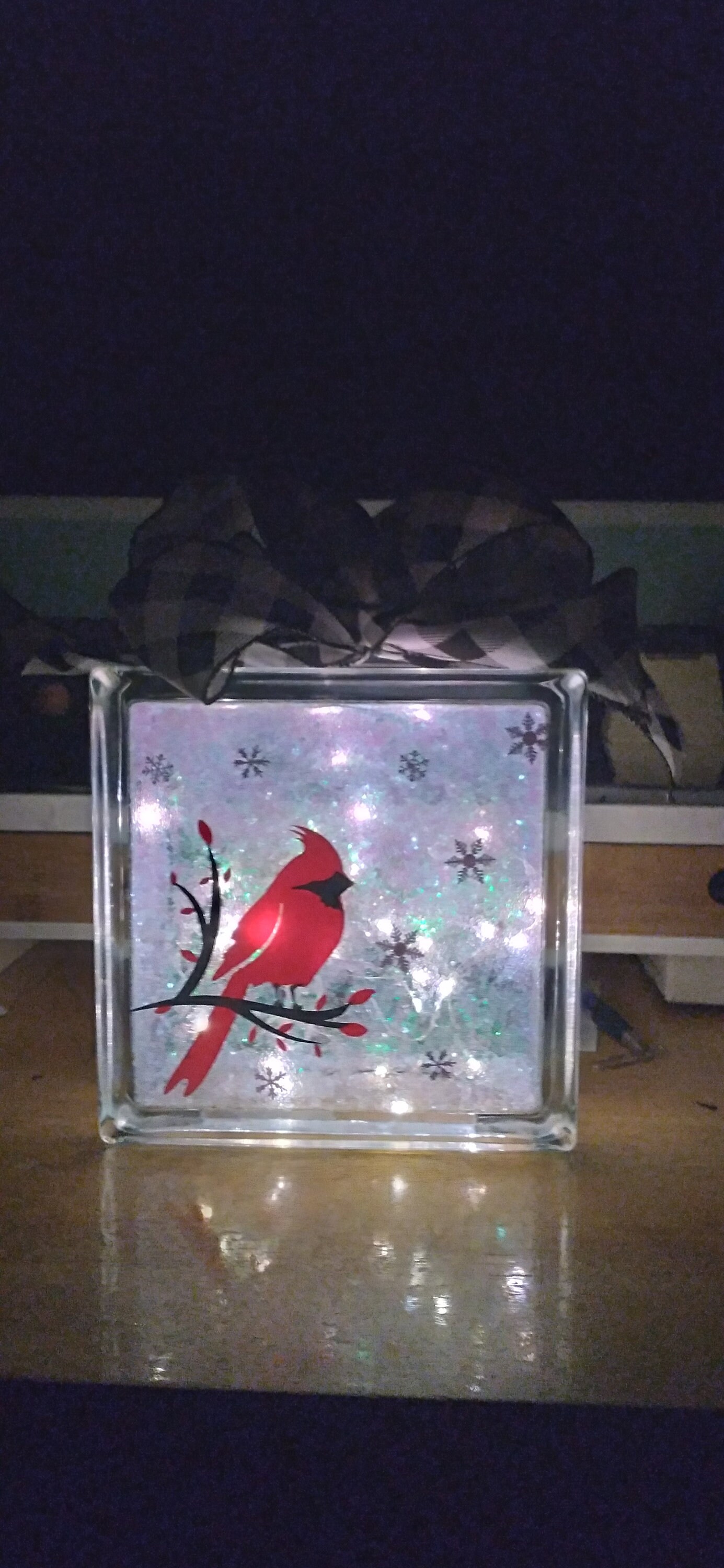 Light up Block Glass Cardinal - Etsy