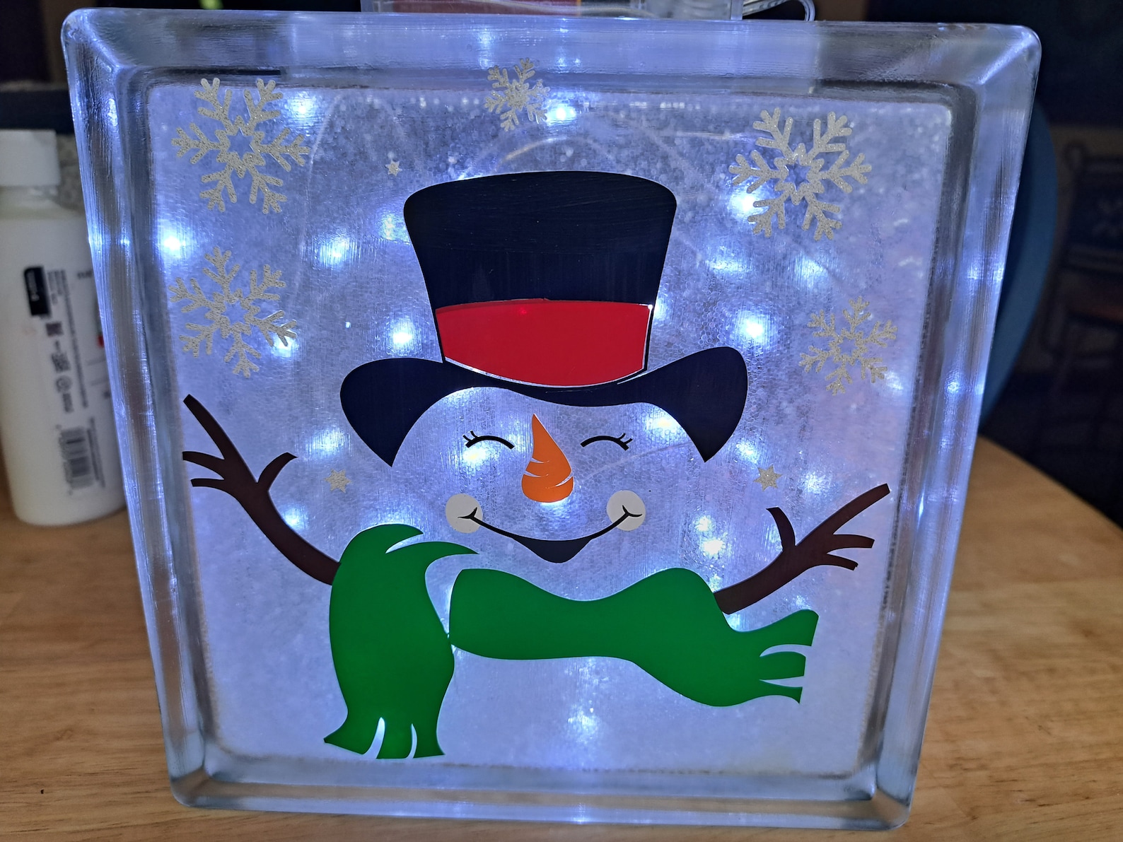 Snowman Light up Block - Etsy