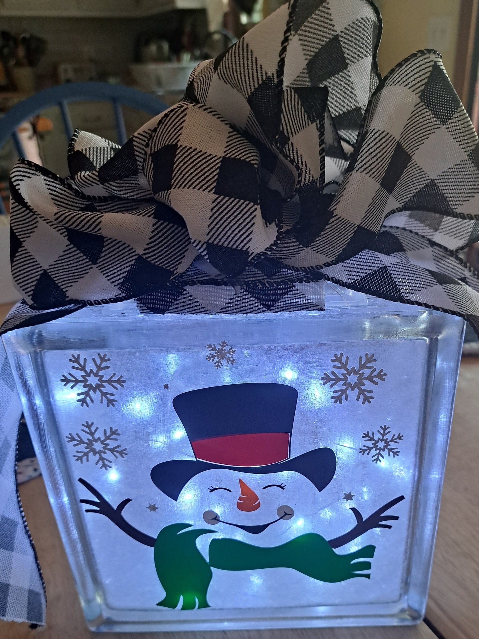 Snowman Light up Block - Etsy