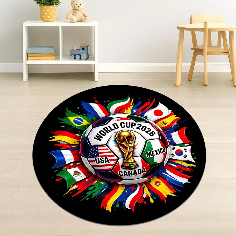 World Cup 2026 Commemorative Round Rug, Soccer Fan Room Decor,usa ...