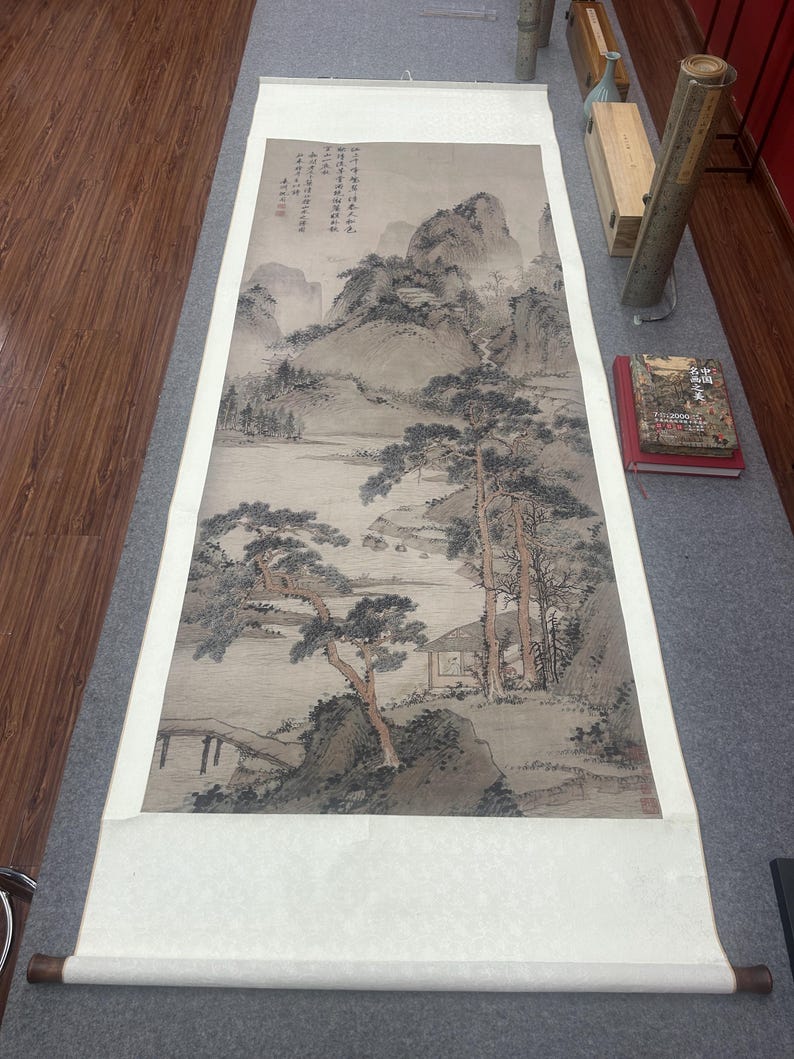 Extra Large Qingjiang Landscape Chinese Scroll Painting 85x242cm ...