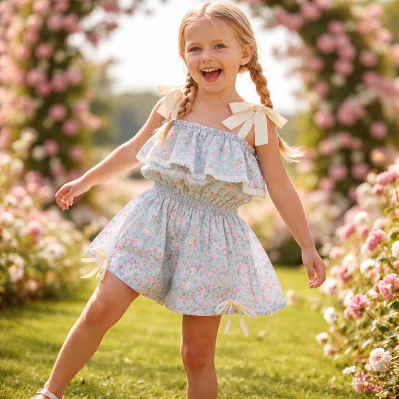 Girls Romper Sewing Pattern PDF | Ruffle Dress Playsuit Pattern | Kids ...