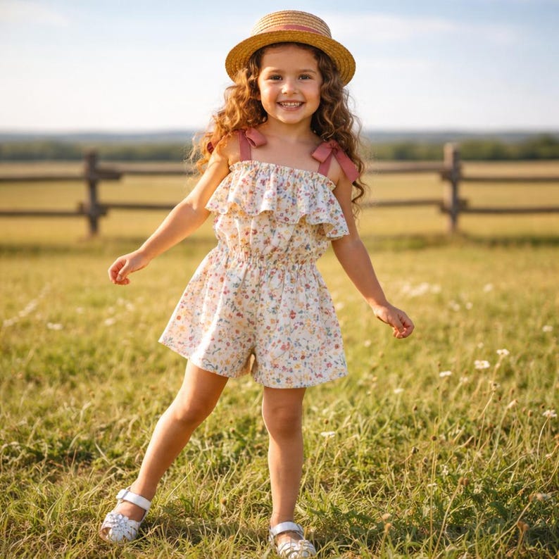 Girls Romper Sewing Pattern PDF | Ruffle Dress Playsuit Pattern | Kids ...