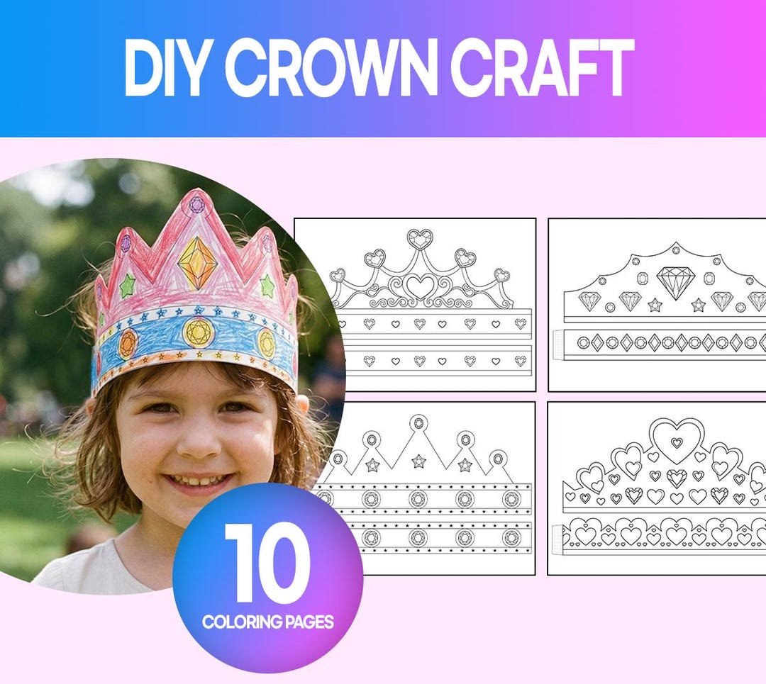 Printable Flower Gem Crown Craft for Kids, Royal Birthday Party ...