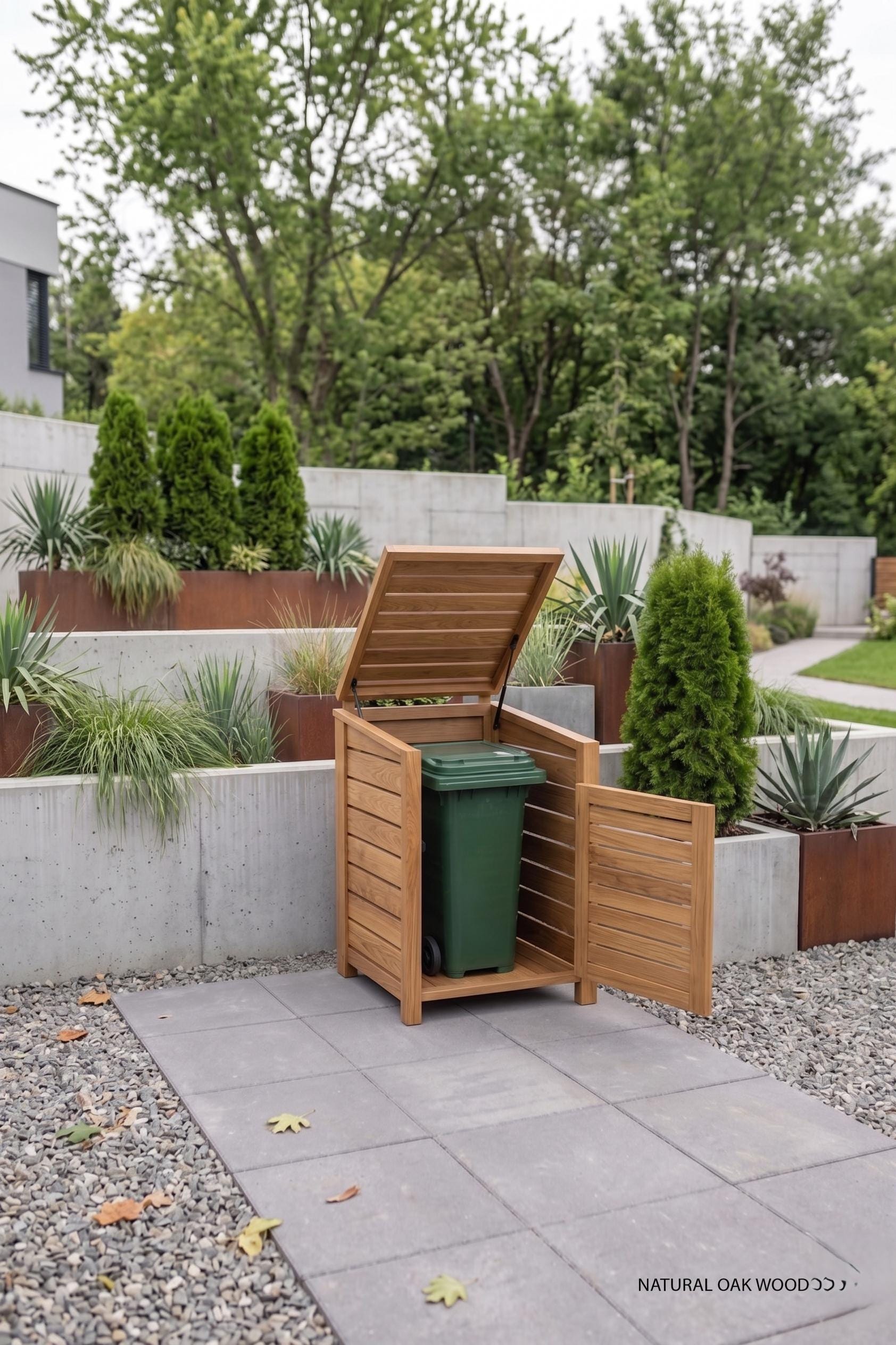 Outdoor Bin Cabinet Plan | Wooden Trash Enclosure PDF | Modern Bin ...