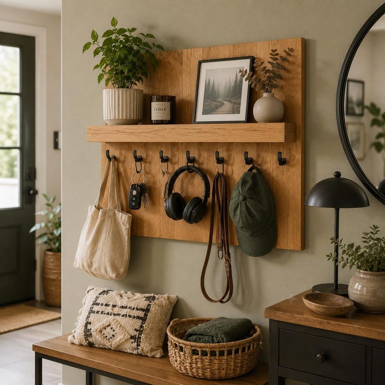 DIY Wall-mounted Kitchen Rack Plan | Pegboard Shelf Utensil Holder ...